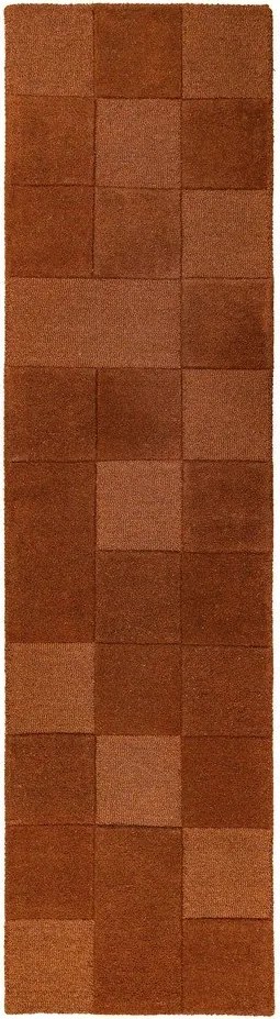 Ručně tkaný vlněný běhoun v terakotové barvě 60x230 cm Checkerboard – Flair Rugs