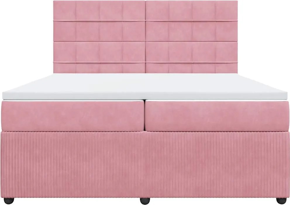 Box spring postel s matrací růžová 200x200 cm samet 3292435