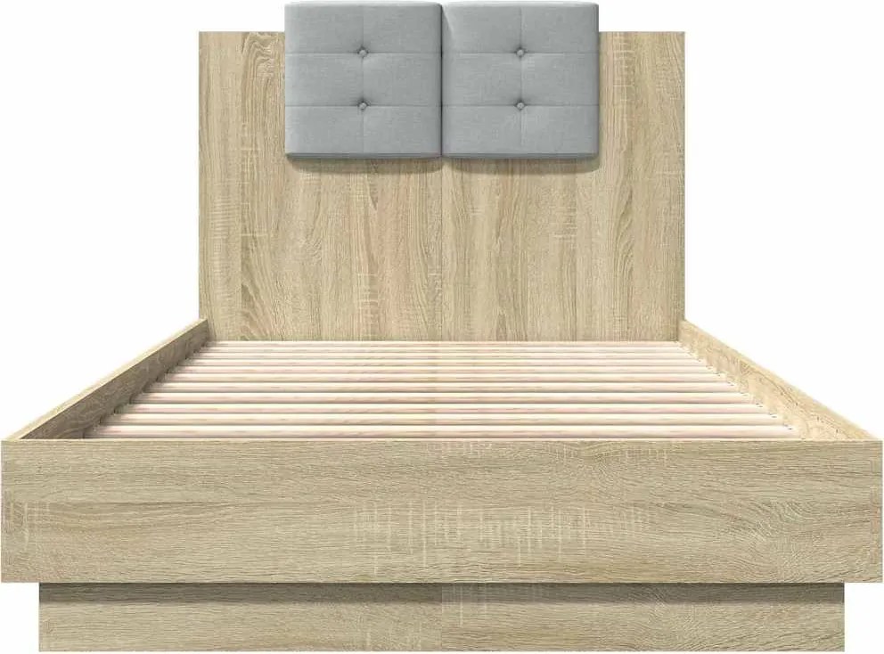 Rám postele s čelem a LED osvětlením dub sonoma 90 x 190 cm 3210061