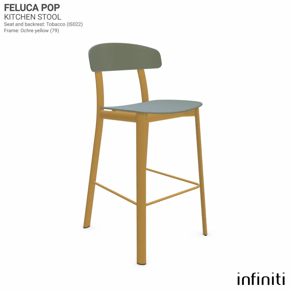 Kuchyňská židle Feluca Pop Barva kovové konstrukce: Ochre yellow 79, Barva sedáku a opěradla z recyklovaného plastu: Reed green IR6013