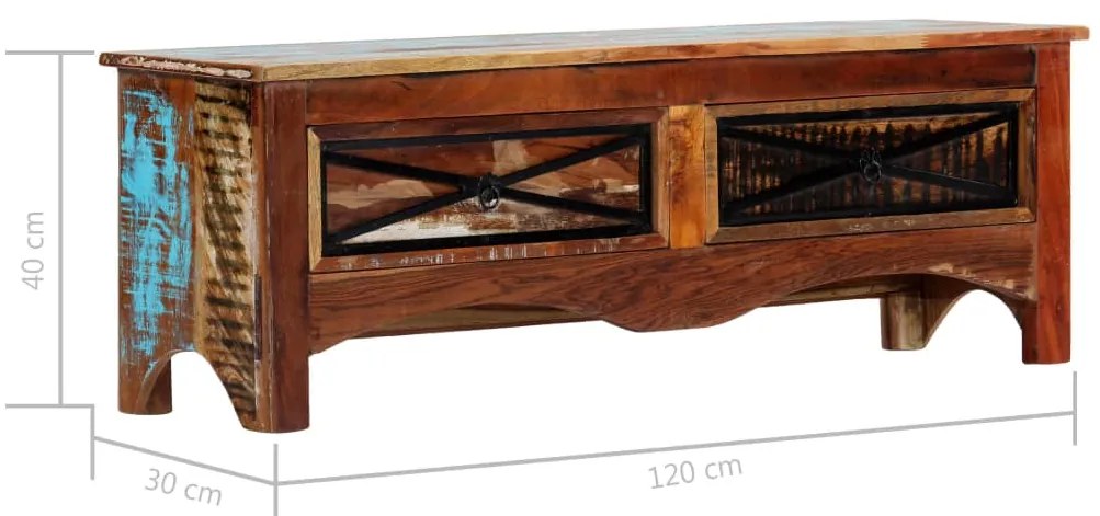TV stolek Harden - masivní recyklované dřevo | 120x30x40 cm