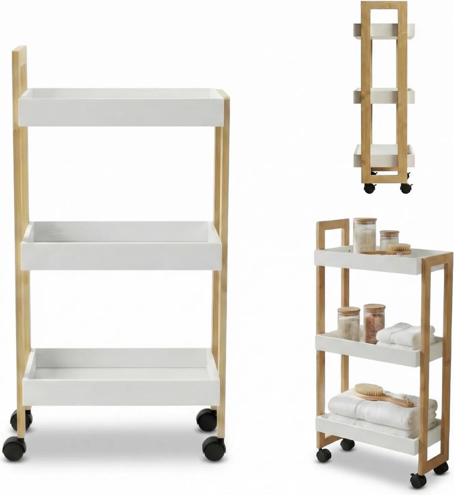 Úzký regál na kolečkách ASEM, 80 cm