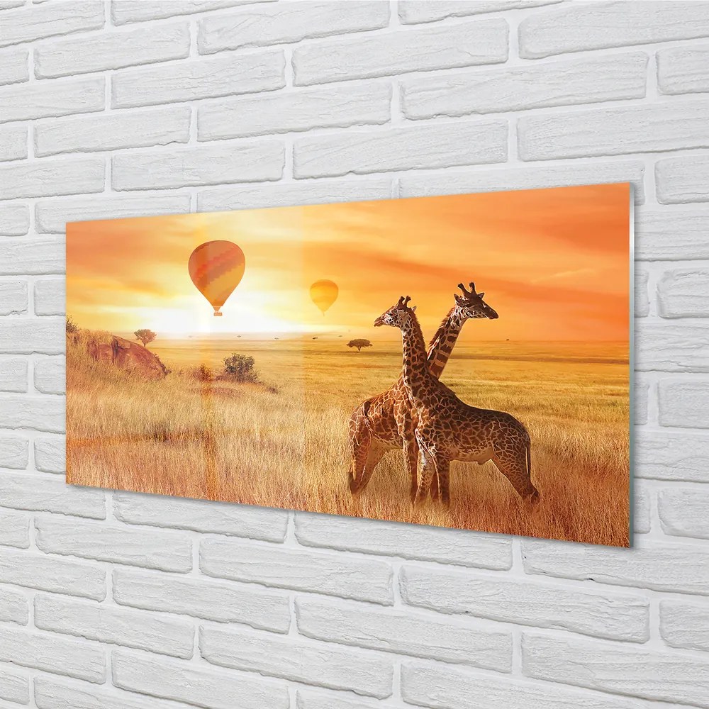 akrylový obraz Balóny nebe žirafa 100x50 cm