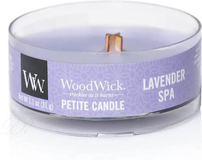 WoodWick - vonná svíčka Petite, Lavender Spa (Levandulová lázeň) 31g