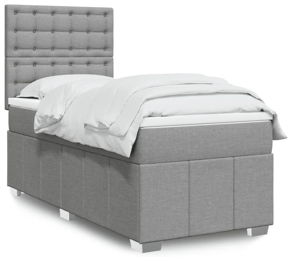 Box spring postel s matrací světle šedý 100 x 200 cm textil 3293893