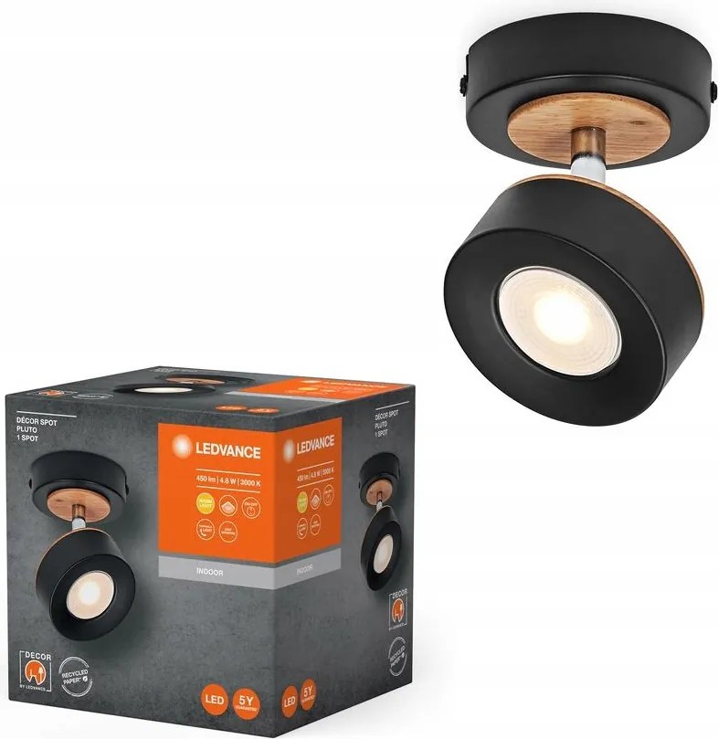 Led nástěnné svítidlo 4.8W 300lm Cct Černá Spot Pluto Ledvance
