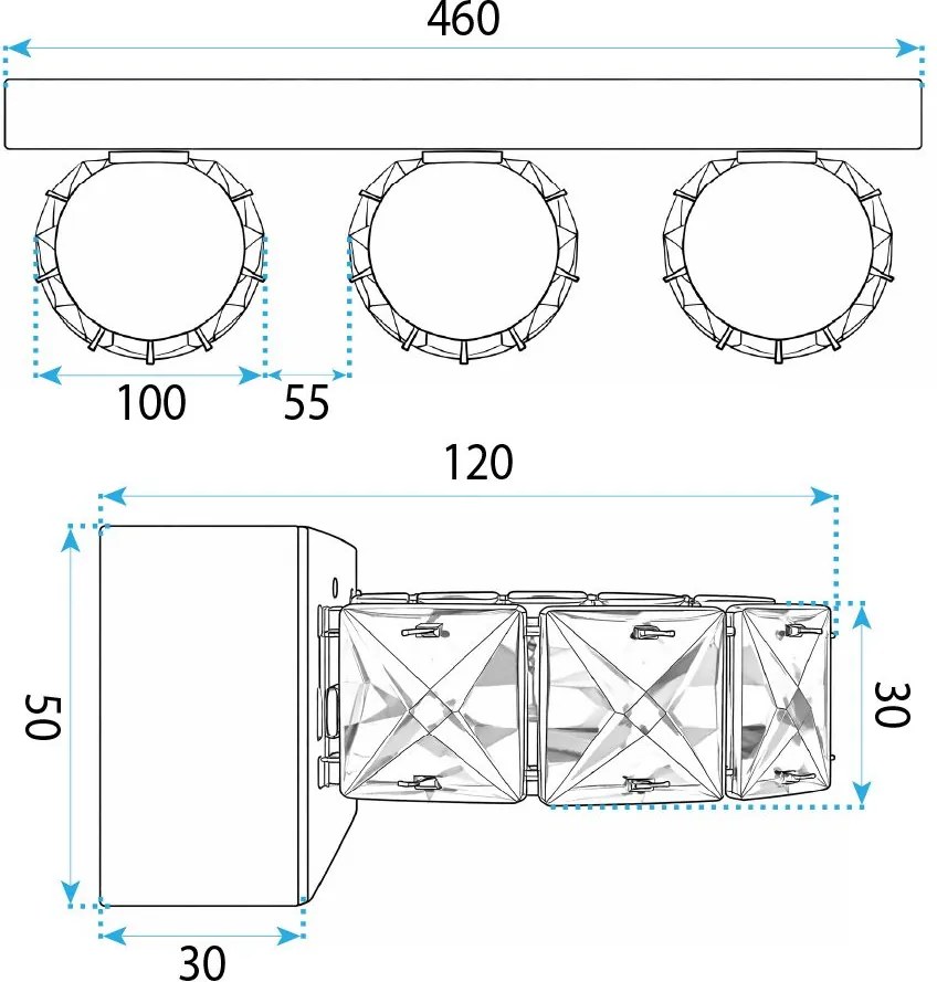 Toolight APP1939-3W, nástěnná LED svítilna, 460 mm, zlatá lesklá, OSW-66073