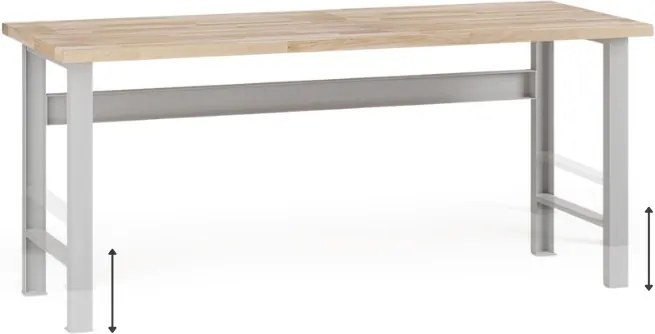 Výškově nastavitelný dílenský stůl G7, buková spárovka, 2000 x 800 x 840-1040 mm