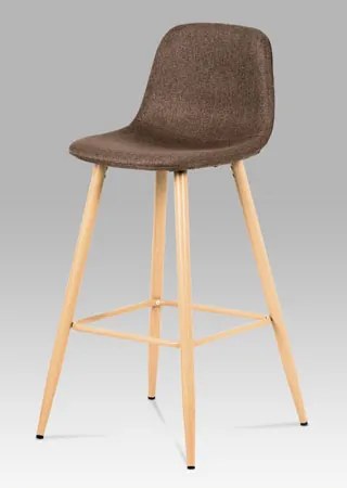 Autronic - Barová židle, hnědá látka, kov buk - CTB-111 BR2