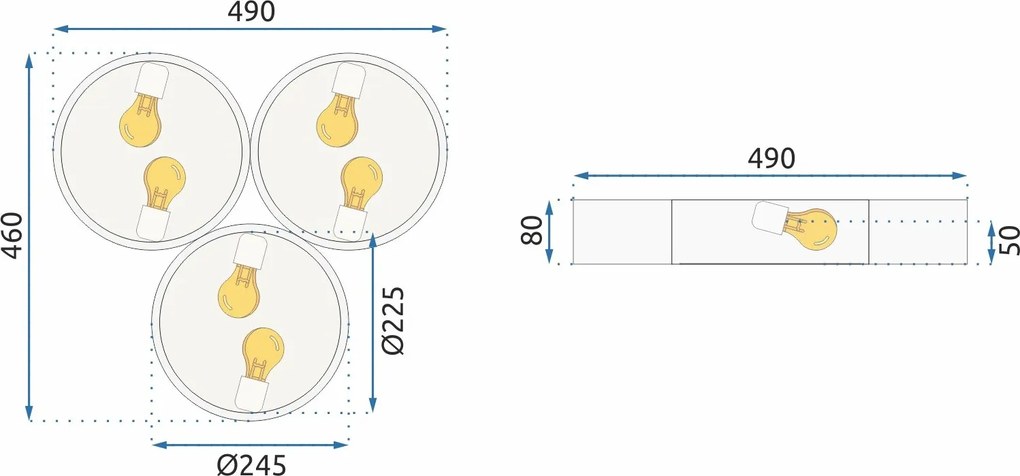 Toolight, stropní svítidlo APP879-C 3x40cm, bílá, OSW-07878