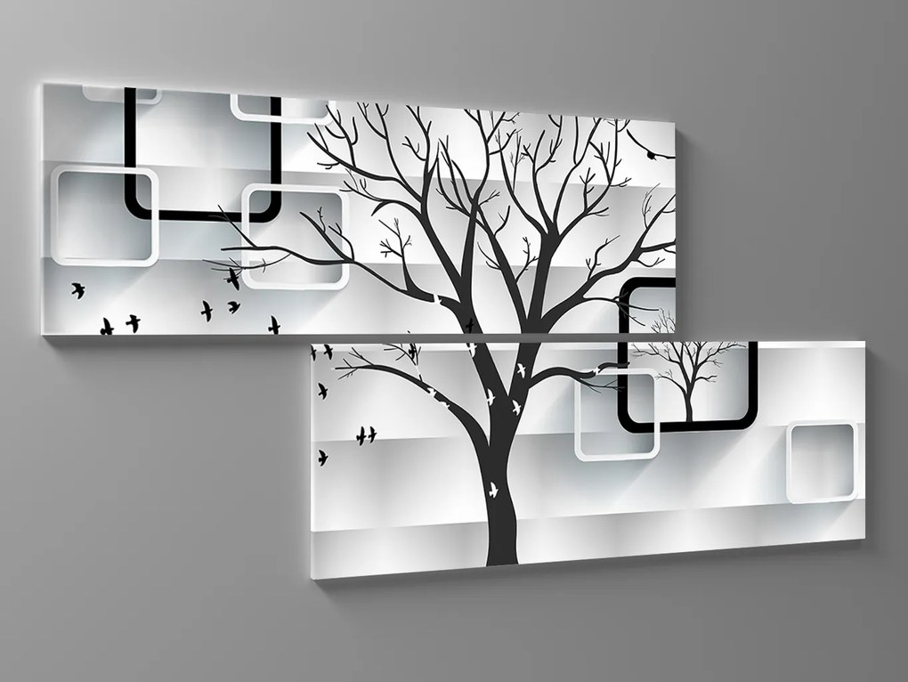 Liox Černobílý abstraktní obraz strom Rozměr: 160 x 80 cm