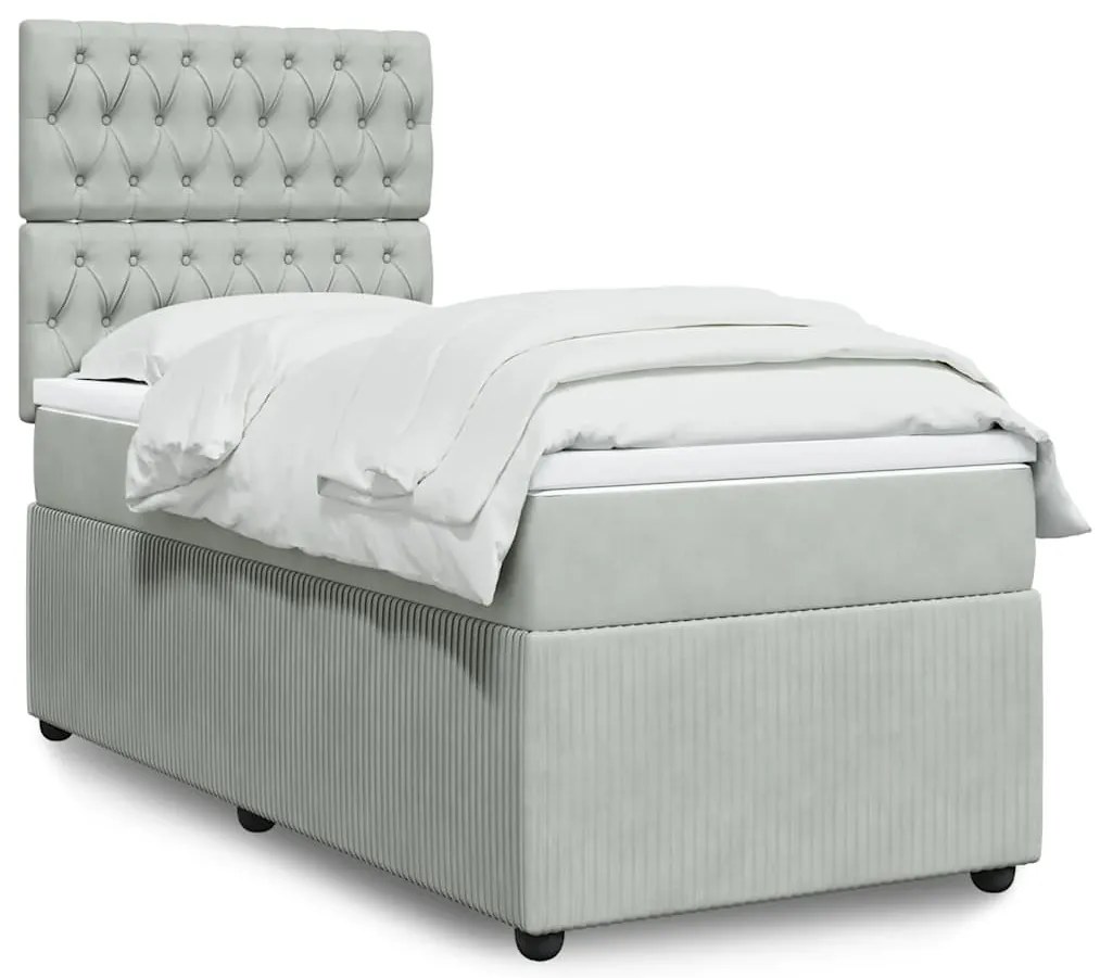 Box spring postel s matrací světle šedá 100x200 cm samet 3294568