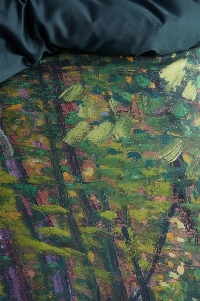 Van Gogh prodloužené povlečení Trees Green, 140x200/220 + 60x70, bavlněný satén 220TC, holandský typ