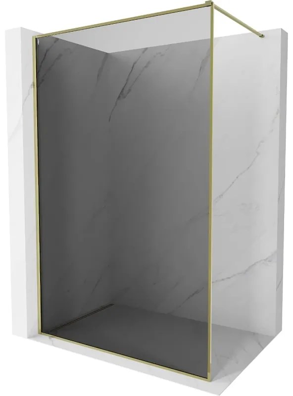 Mexen, Mexen Kioto-XF sprchová stěna s rámem 100 x 202 cm, grafit 10 mm, zlatá - 800-100-104-50-40-X