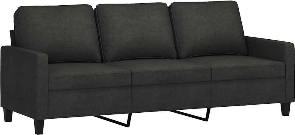 3místná pohovka s podnožkou černá 180 cm textil 3201041