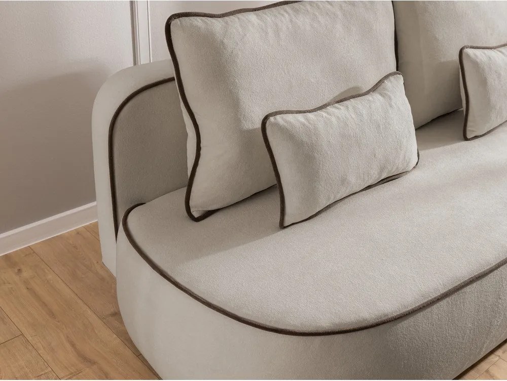 Hnědá/taupe sametová rozkládací/s úložným prostorem pohovka 210 cm Saga – Ropez