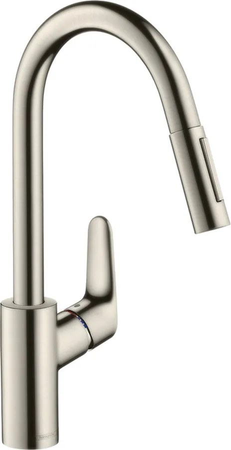 Hansgrohe Focus M41, kuchyňská páková baterie 240 s výsuvnou sprškou, 2jet, vzhled nerezu, HAN-31815800