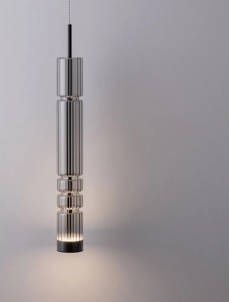 Šedé skleněné LED závěsné svítidlo ø 8 cm Bento – Nova Luce