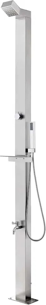 Zahradní sprcha s šedou základnou 225 cm nerezová ocel 3070792