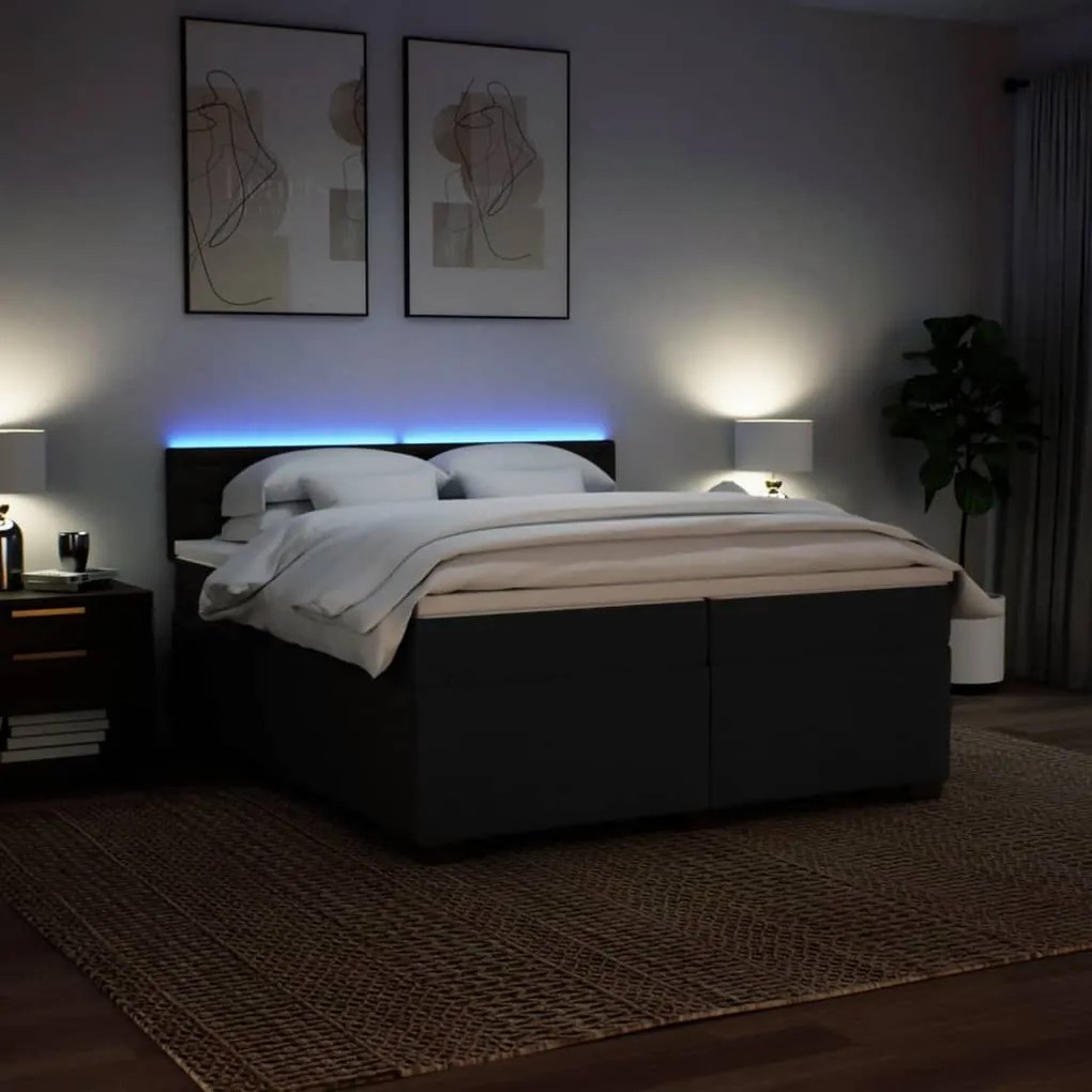 Box spring postel s matrací černá 200x200 cm textil 3288311