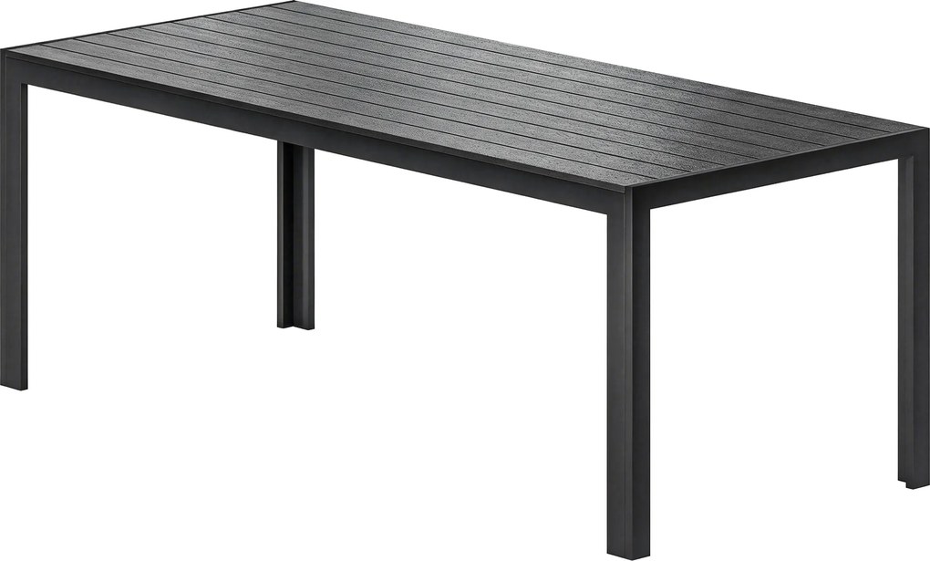 Outsunny zahradní stůl hliníkový stůl 120x70 cm pro zahradní terasu dřevo-plast polywood černý odolný proti povětrnostním vlivům a moderní