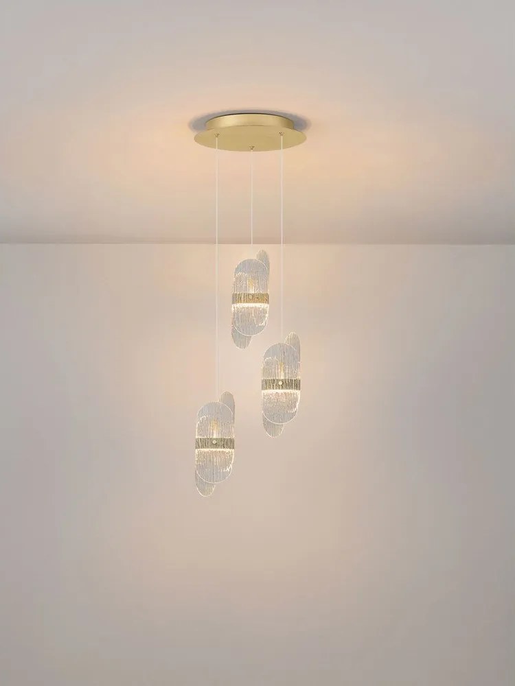 Kovové LED stmívatelné závěsné svítidlo v mosazné barvě se skleněným stínidlem ø 32 cm Lucien – Nova Luce