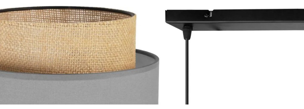 Závěsné svítidlo Boho, 2x jutové/šedé textilní stínítko
