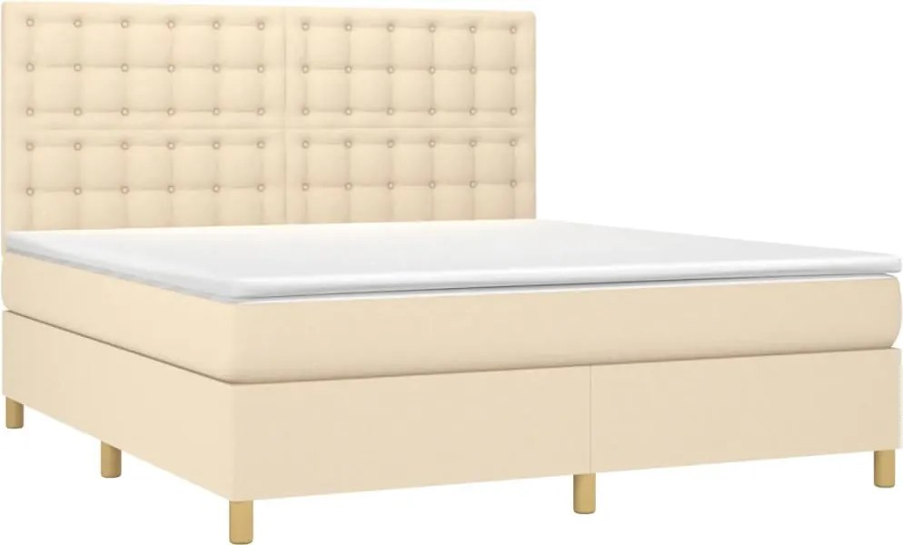 Box spring postel s matrací a LED krémová 180x200 cm textil 3135778
