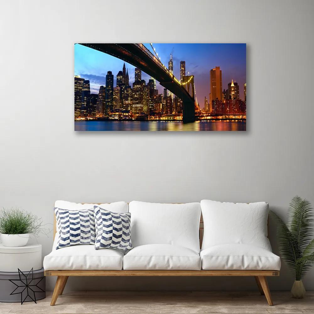 Obraz na plátně Most Město Voda 125x50 cm