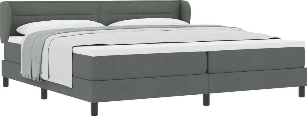 Postel s boxspringem s čelo Tmavě šedá 200 x 200 cm textil 3339983