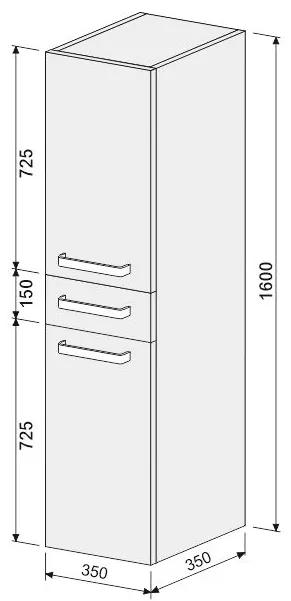 Intedoor Sonata 35 SVKP D370 skříňka vysoká s košem závěsná PRAVÁ dub Wellington