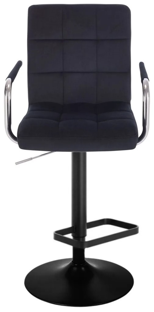 LuxuryForm DESIGN Barová židle VERONA VELUR na černé kulaté podstavě - černá