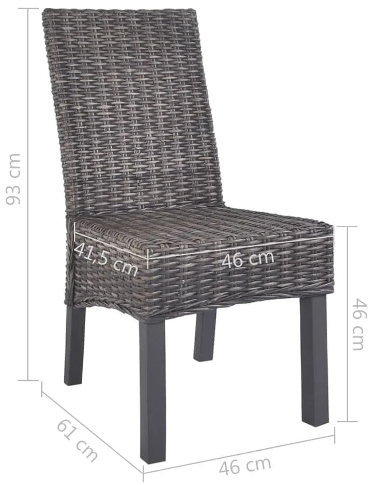 Petromila Jídelní židle 6 ks hnědé ratan kubu a mangovníkové dřevo