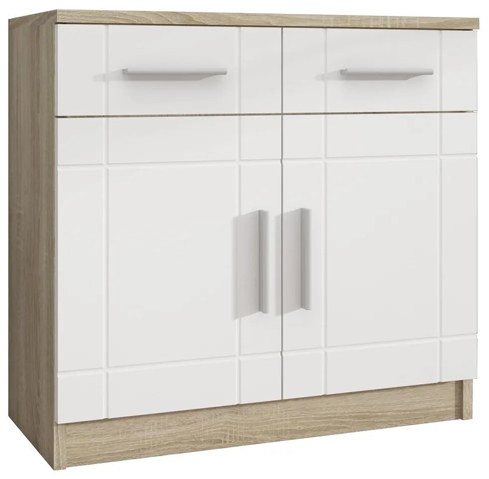 Komoda Paris 2F2S | 69 cm | sonoma/bílá MDF