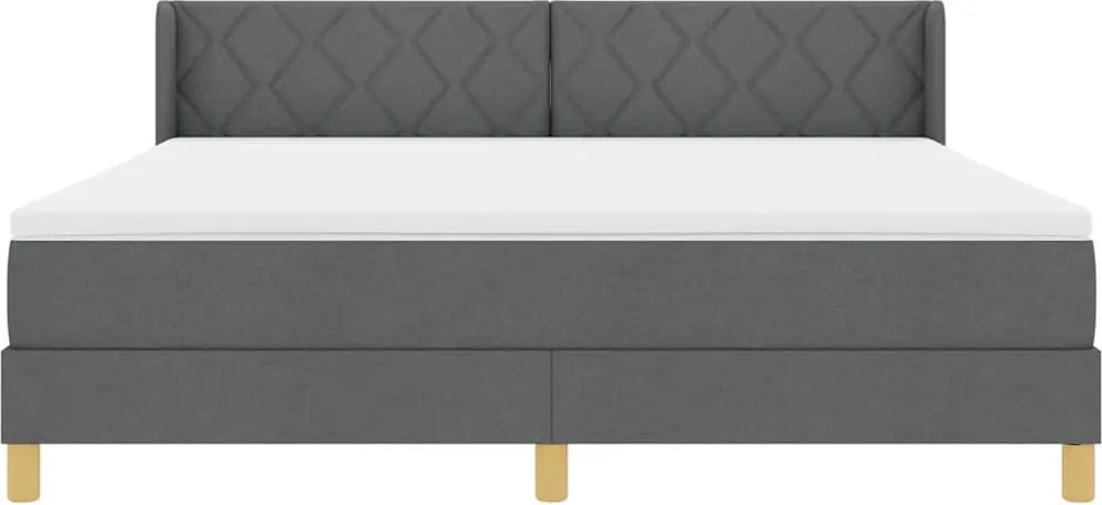 Postel s boxspringem s čelo Tmavě šedá 200 x 180 cm textil 3341371