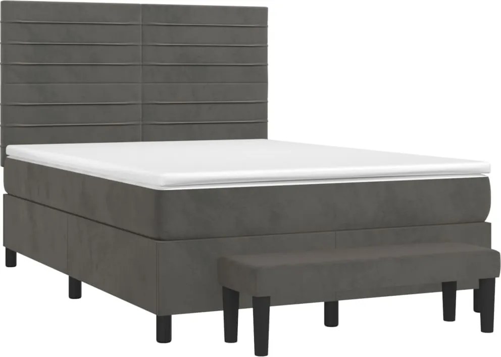 Box spring postel s matrací tmavě šedá 140x200 cm samet 3137906