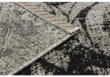 Dywany Luszczow Kusový koberec SIZAL FLOORLUX 20491 KVĚTINY stříbrný / Černá Rozměr koberce: 60 x 110 cm