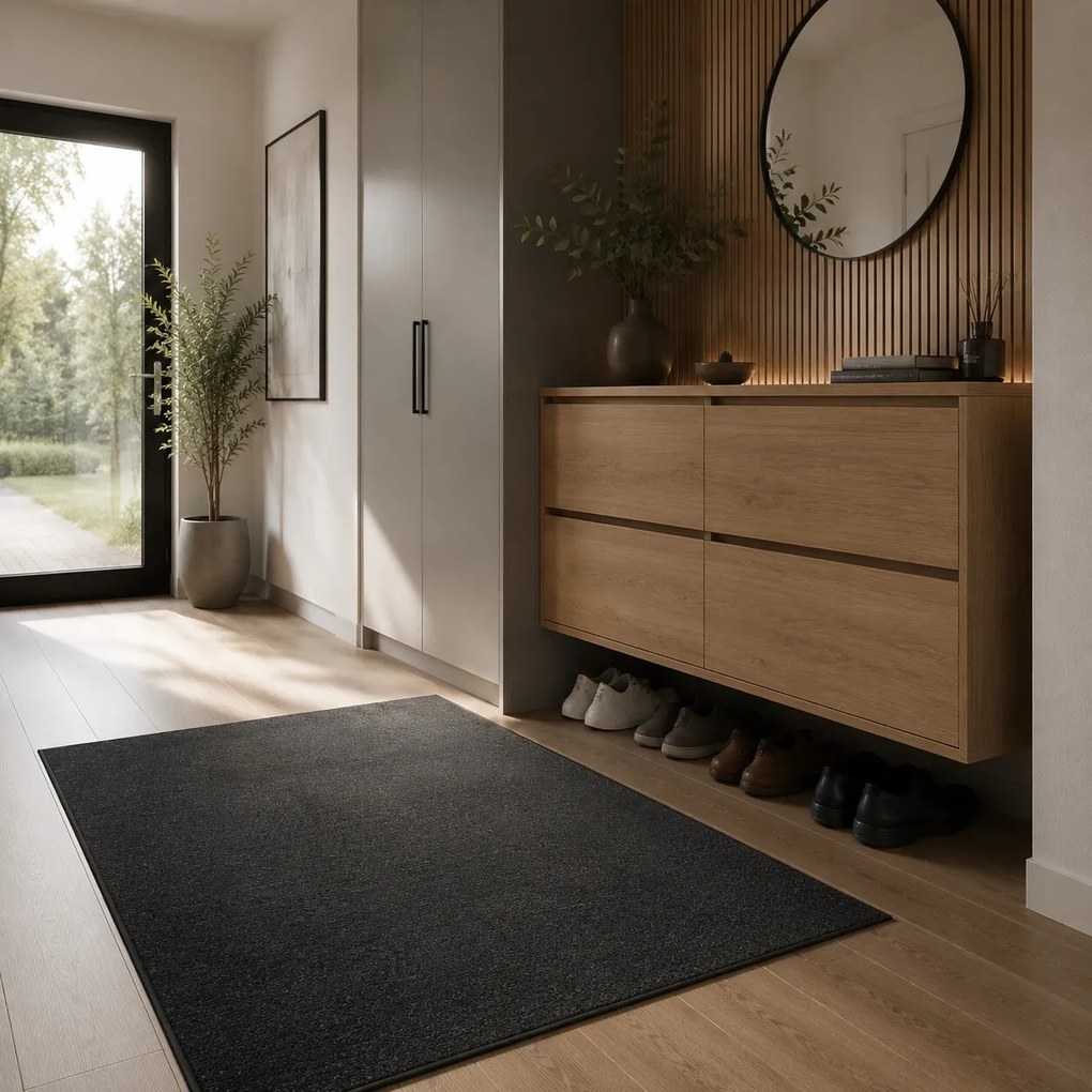 Vopi, Kusový koberec Quick step antracit čtverec, 150x150, šedá, chodba / předsíň