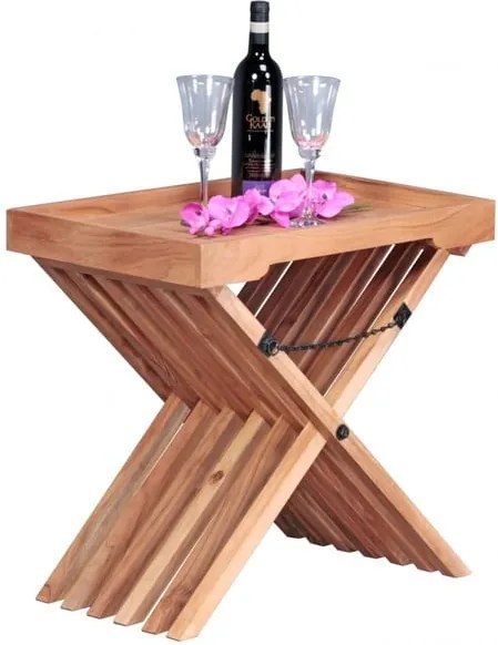 Skládací stolek z masivního akáciového dřeva se snímatelnou deskou Skyport Leandra