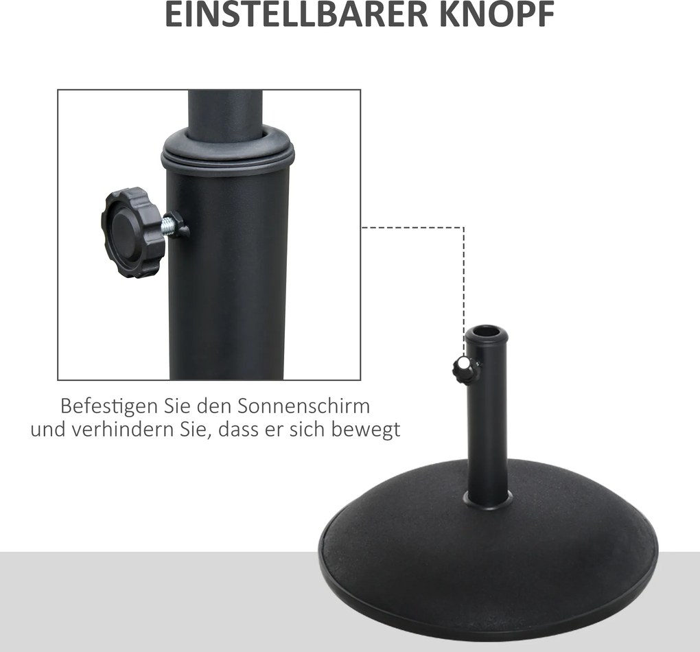 Podstavec pod slunečník Outsunny 25 kg z oceli a cementu, černý, Ø49 x 37 cm, stabilní ochrana před sluncem pro zahradu a terasu | Aosom.de