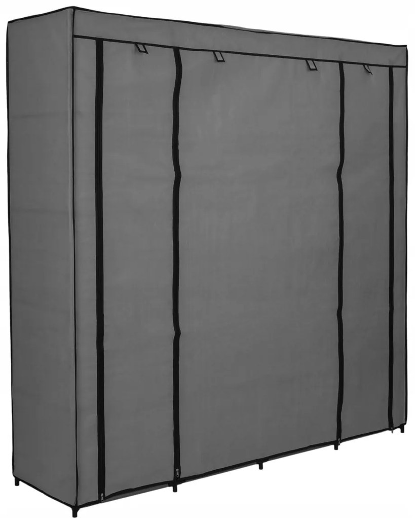 Šatní textilní skříň OLENA 165 cm antracitová