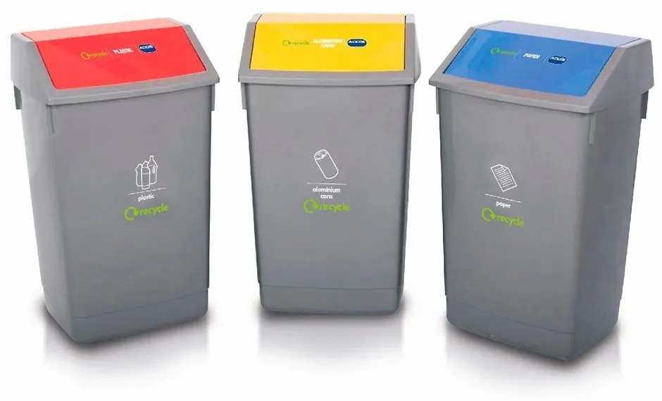 Sada 3 košů na tříděný odpad Addis Recycle, 60 l