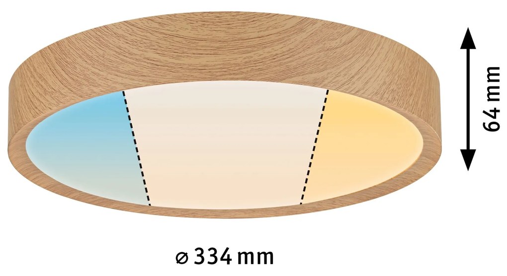 Paulmann 71085 Tega, koupelnové stropní svítidlo LED 22,5W White Switch, vzhled dřeva, průměr 33,4cm, IP44