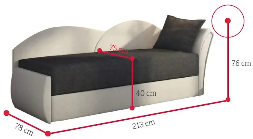 Rozkládací pohovka AGATA, 200x80x75, černá + šedá (alova04/alova10), levá