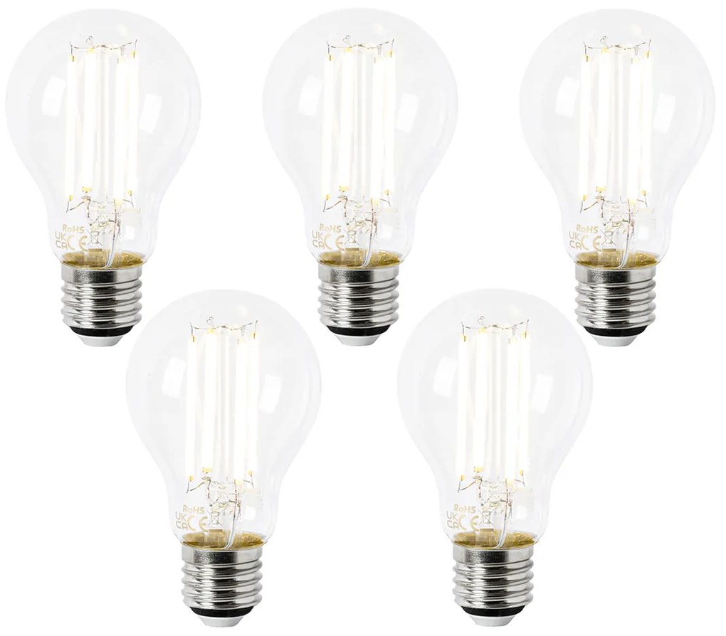 Sada 5 LED žárovek E27 A60 čiré 2,2W 470 lm 2700K