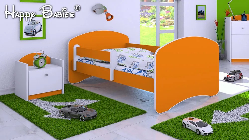 Dětská postel bez obrázku 140 x 70 cm oranžová