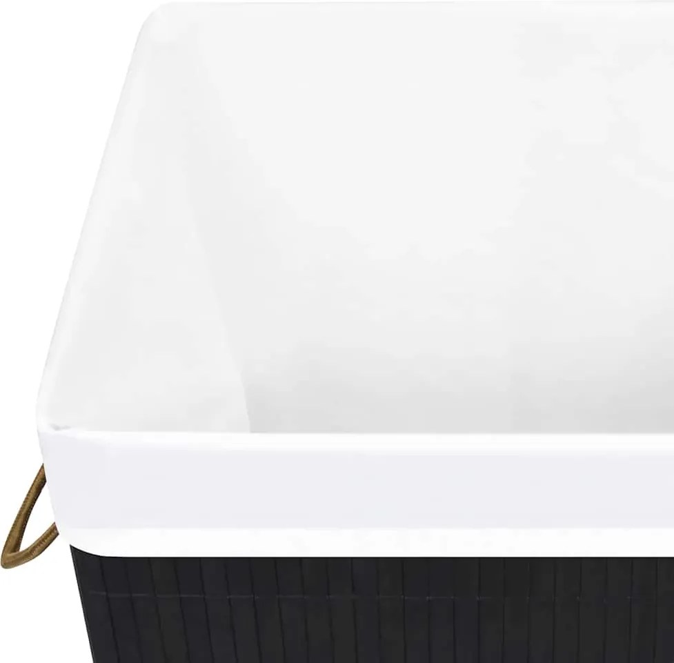 Bambusový koš na prádlo s jednou přihrádkou černý 320757