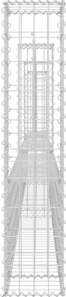 Gabionový koš ve tvaru U se 4 sloupky železo 380 x 20 x 100 cm 151277