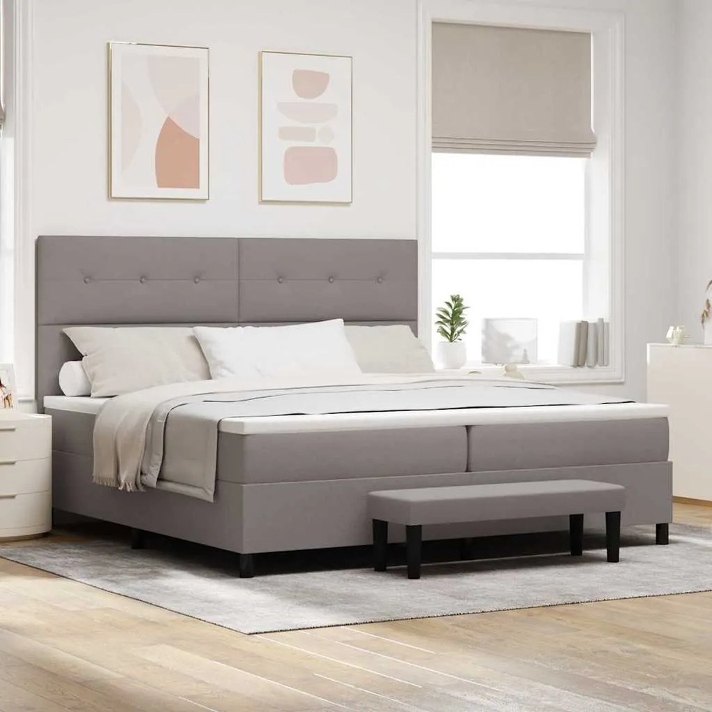 Postel s boxspringem s čelo Taupe 200 x 200 cm textil 3344097
