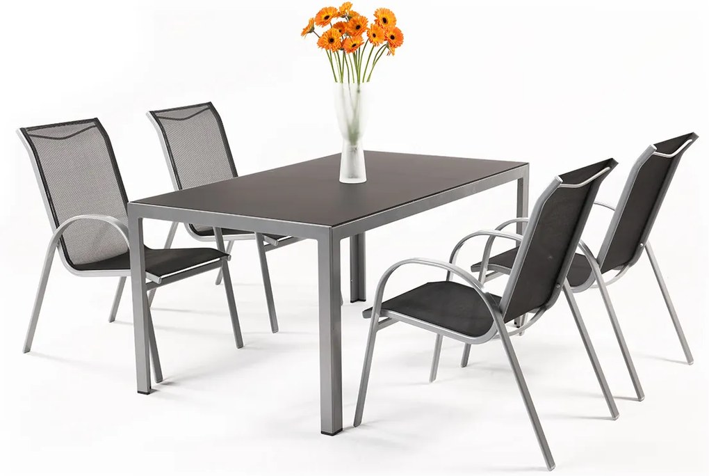 CREADOR Garland Vergio 4+ - sestava nábytku z hliníku (1x stůl Frankie + 4x židle Vera)